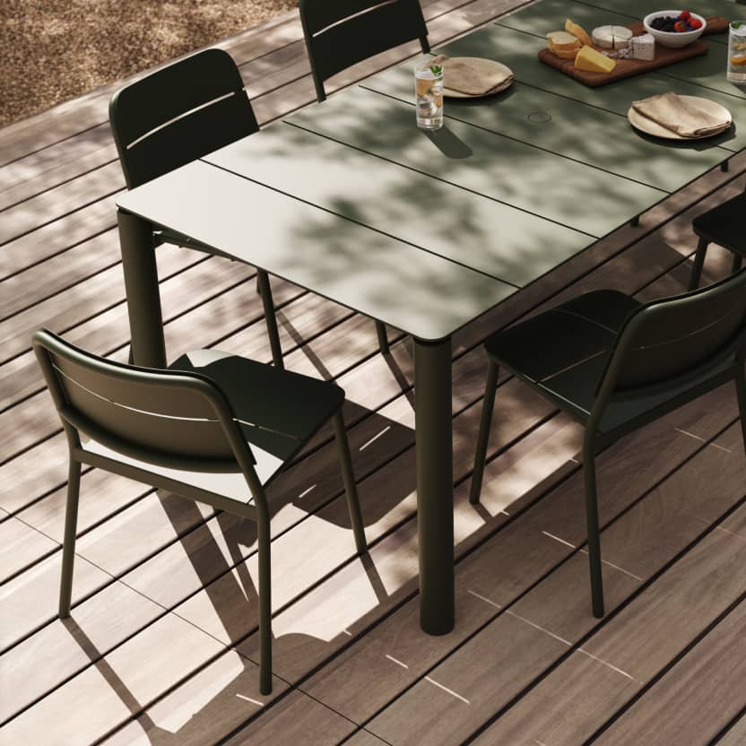 Bandwidth Outdoor Dining Table | Slatted Aluminum Table | Neighbor