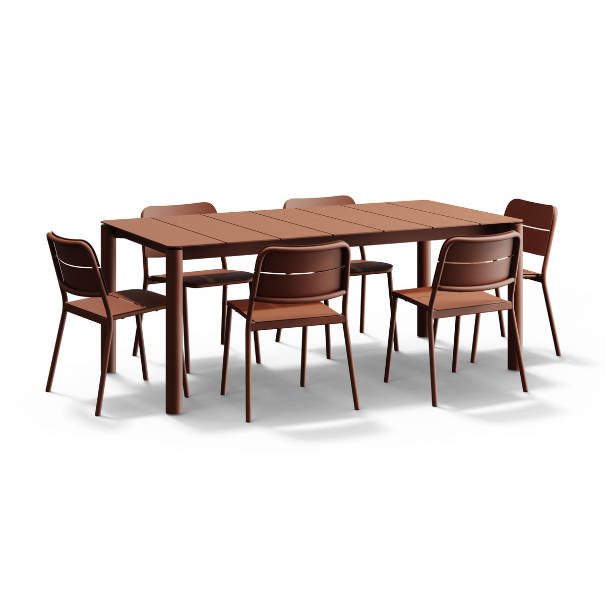 Bandwidth Outdoor Dining Set | Metal Slatted Table & Chairs | Neighbor