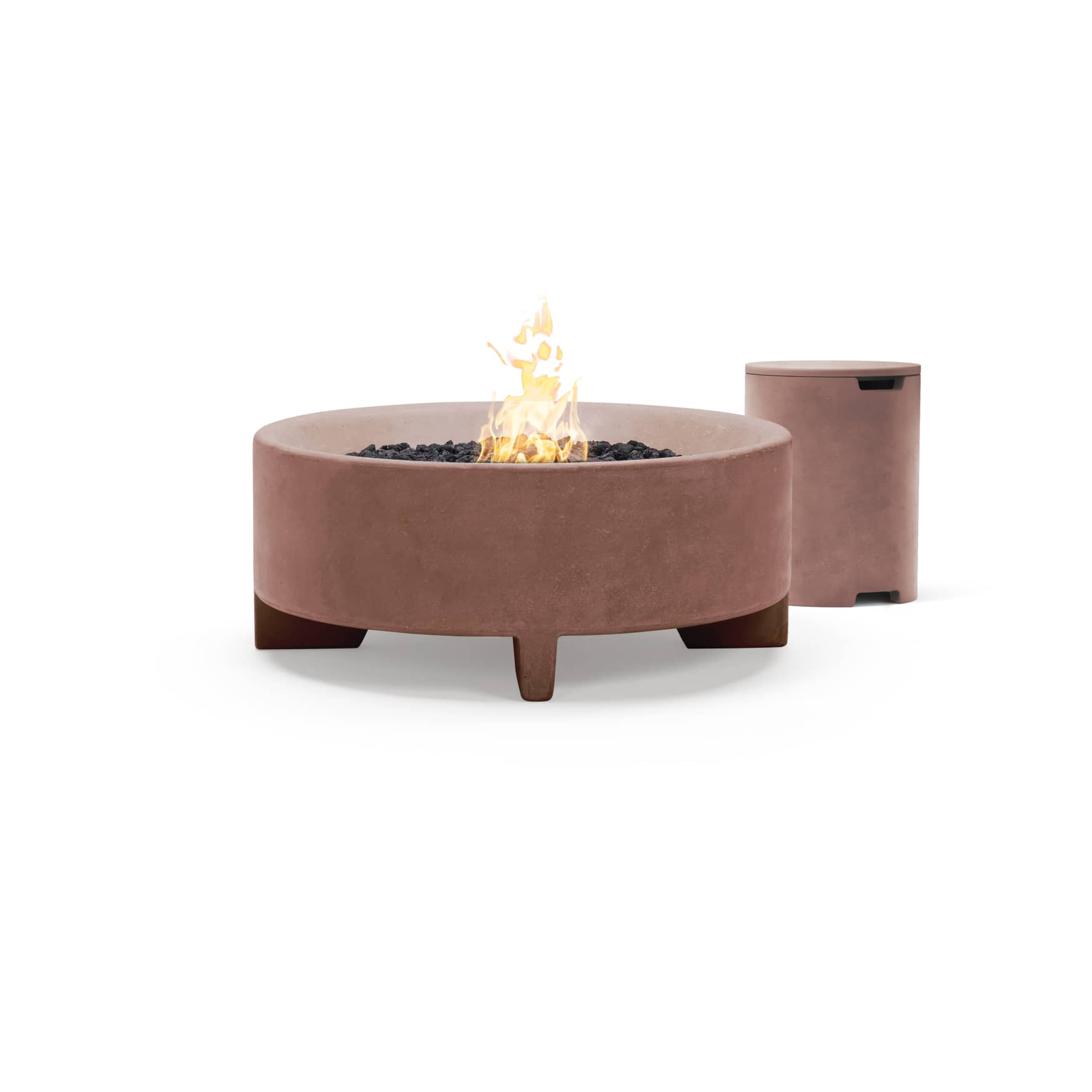 Rook Fire Table - Propane: Concrete Fire Table with Teak Lid | Neighbor