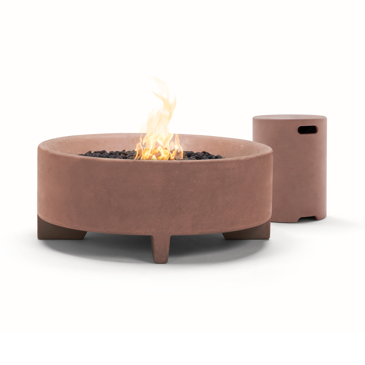 Rook Fire Table - Propane: Concrete Fire Table with Teak Lid | Neighbor
