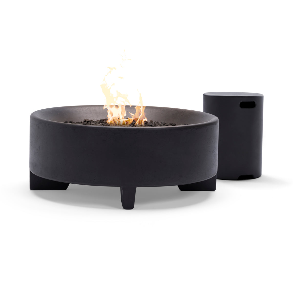 Rook Fire Table - Propane: Concrete Fire Table with Teak Lid | Neighbor